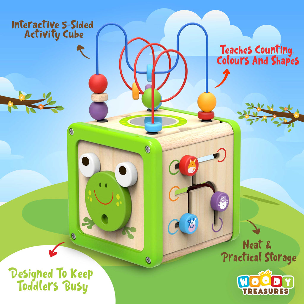 Wooden activity cube